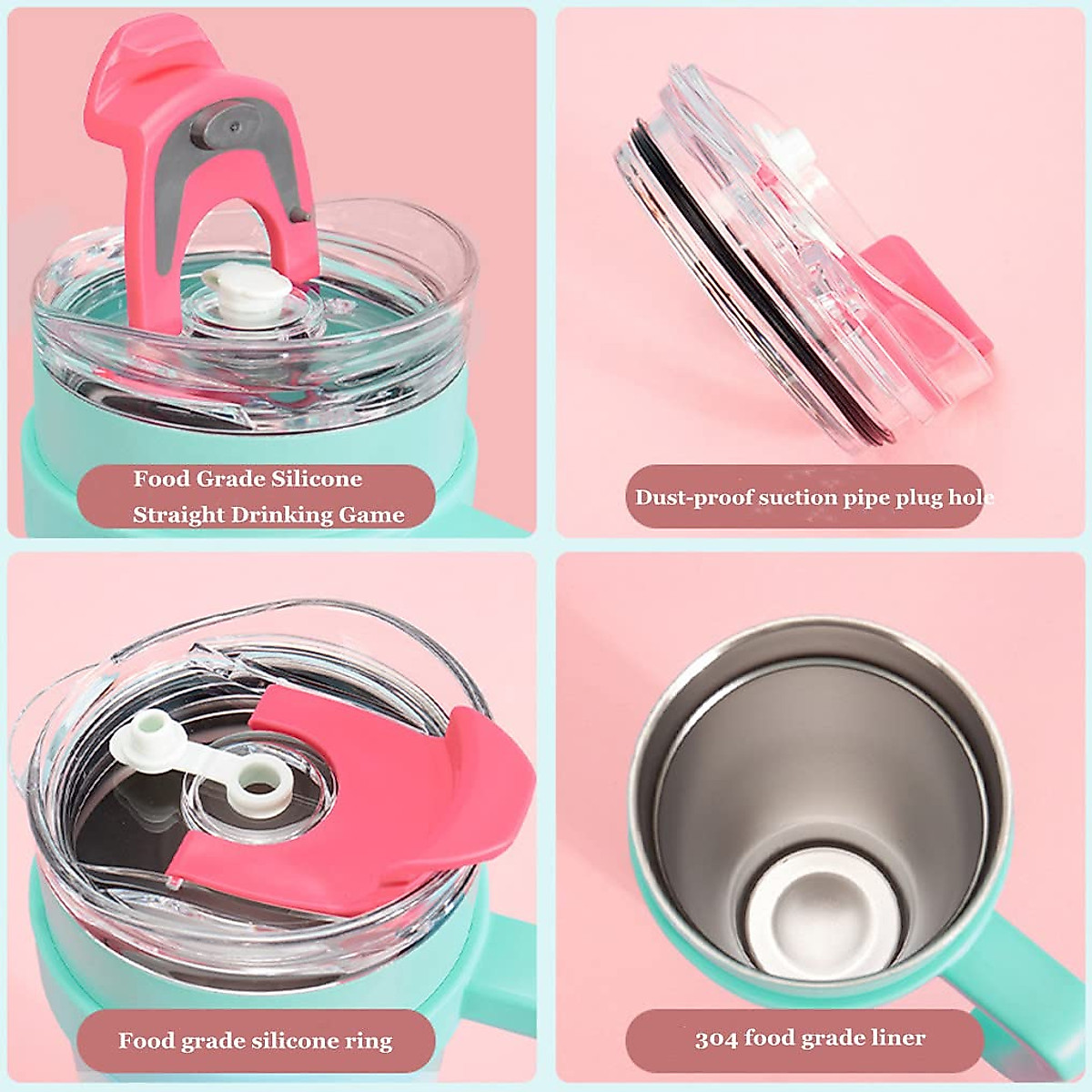 Xmipbs 40 oz Tumbler Cup With Handle and Straw, Stainless Steel Vacuum Insulated Coffee Mug, Keep Drinks Hot or Cold for Home and Office Use Green