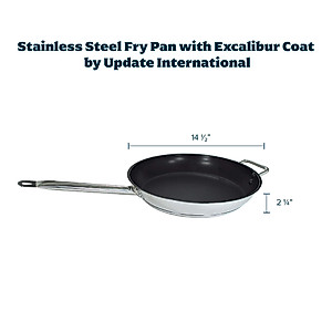 Update International (SFC-14) 14" Induction Ready Excalibur-Coated S/S Fry Pan w/Helper Handle,Silver