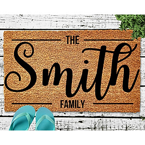 Custom Family Name Door Mat | Wedding Gift | Personalized Custom Doormat | Closing Gift | Welcome Doormat | Front Door Mat | Monogram Rug (24x16)
