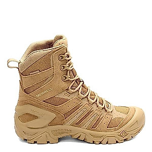 Merrell Men's Strongfield Tactical 6” Waterproof Boots, Breathable & Comfortable Work Combat Hiking Shoes Military, Dark Coyote, 9