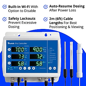 Bluelab Pro Controller Wi-Fi Fully Automated 24/7 Digital Monitor for Hydroponics Multi-Nutrient & pH Dosing with EC Temperature Probe and Edenic Remote Monitoring Essential for Agriculture