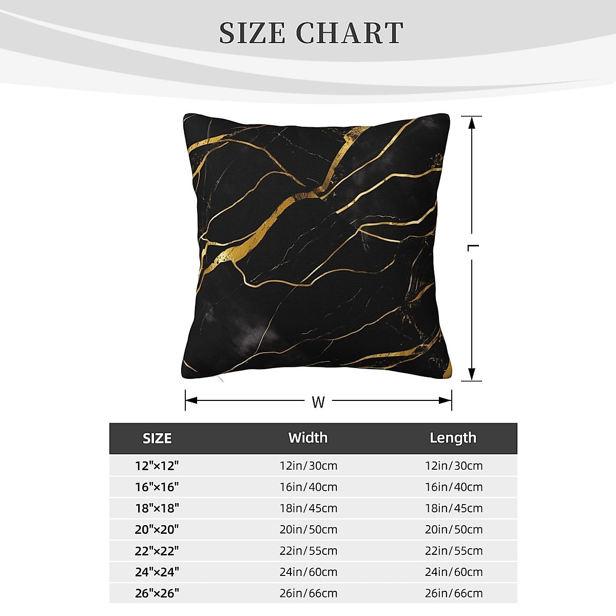 LZQPOEAS Decorative Throw Pillow Covers 22"x22" Square Pillow Covers for Sofa Black Gold Marble Texture Double Sided Throw Pillow Cases Soft Plush Decorative Cushion Cover for Living Room