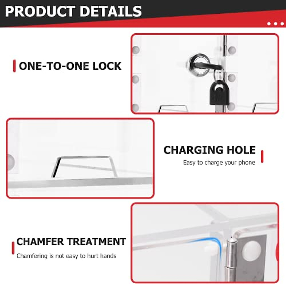 Consfly Cell Phone Locker Box Clear Cell Phone Lock Box 15 Slots Wall-Mounted Cell Phone Storage Cabinet with Keys for Office School Factory