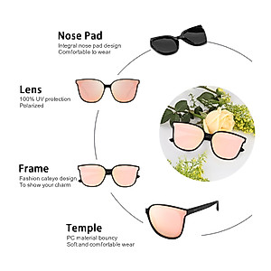 LVIOE Oversized Polarized Sunglasses for Women Trendy Large Cat Eye UV Protection Shade LS1627s