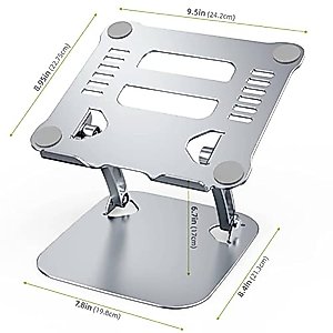 KBREE Aluminum Alloy Laptop Stand, Lifting and Foldable Desktop Riser with Cooling Function for Tablet Support, Adjustable, Multi-Angle Notebook Riser ,Compatible with All Laptop 10-15.6 Inches-Grey