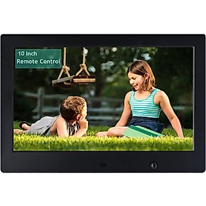 FOTOMOON Digital Picture Frame 10 Inch 1280 * 800 IPS HD Display via USB or SD Card, 16 GB Electronic Picture Frame, Gift for Family and Friends, Controlled by The Remote (Black)
