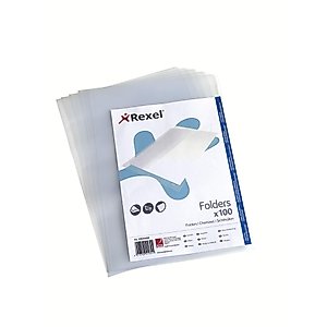 Rexel Economy A4 Document Folder, Clear Embossed, 100mic, Cut Flush, Pack 100, 21674090