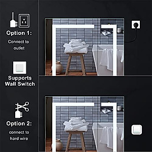 WELLFOR Lighted Mirrored Cabinet with Defogger, Dimmer, Outlets & USB Ports, Wall Mounted Bathroom Medicine Cabinet, Bathroom Makeup Mirror, Recessed or Surface, Double Opening Doors, 30" X 30"