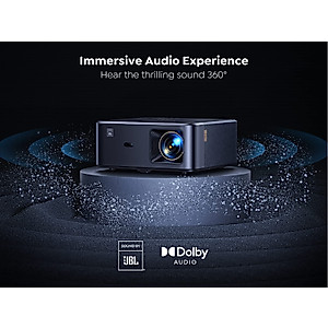 Projector 4K with Android TV, YABER K2s 800 ANSI WiFi 6 Bluetooth Projector, Sound by JBL, Dolby Audio, Auto Focus & Keystone, Native 1080P 4K Supported Outdoor Movie Projector with Netflix 7000+ Apps