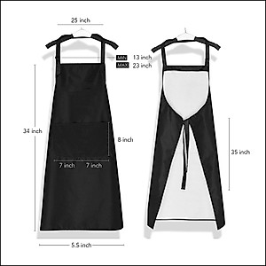 Ihopes Funny Black BBQ Apron for Men,Grill Sergeant Apron with 2 Pockets and Adjustable Neck Strap,Perfect Gifts for Birthday/Christmas/Thanksgiving, Large