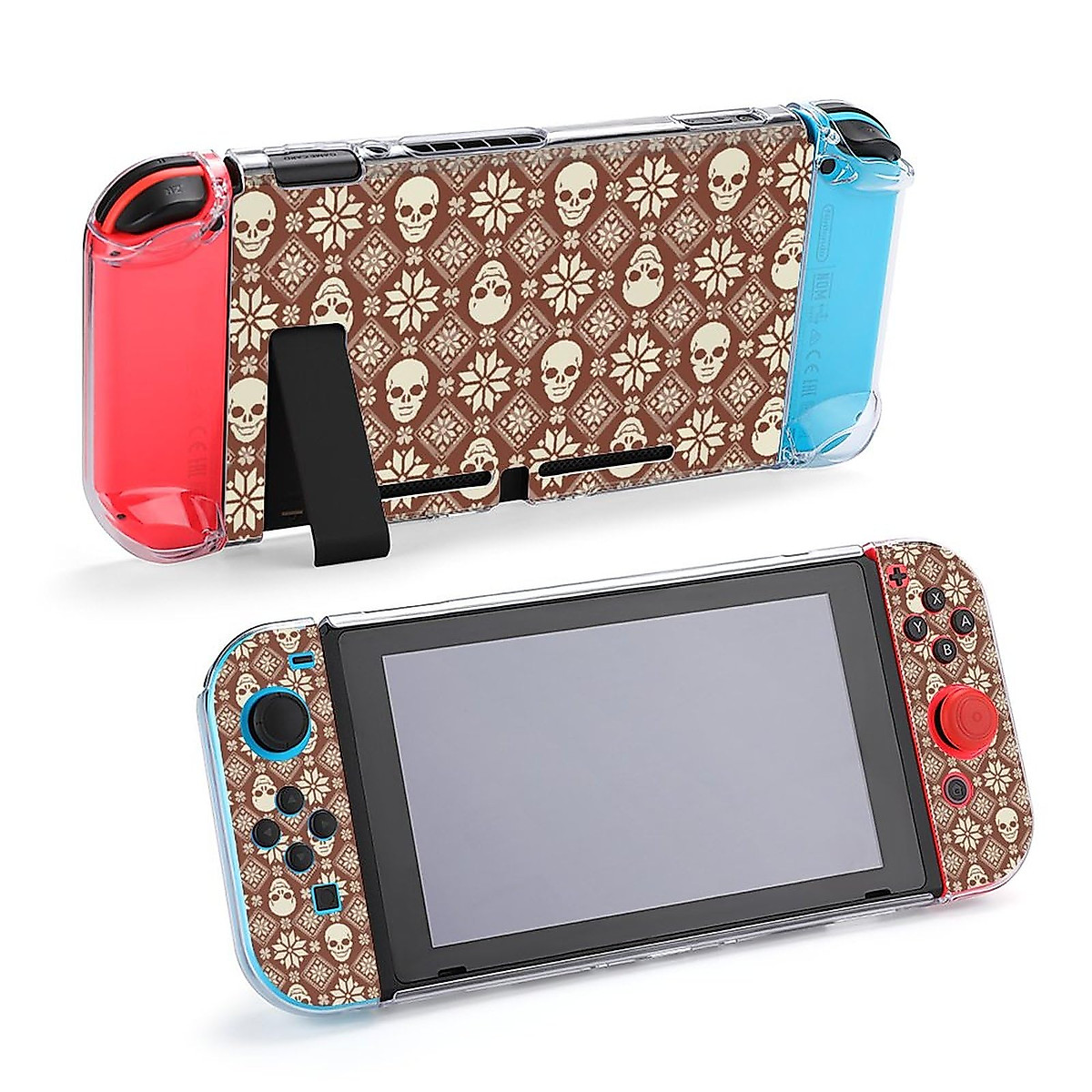 Cross Stitch Skull Pattern Protective Case Cute Design Hard Cases Cover Game Shell for Switch