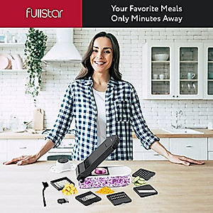 Fullstar Compact Vegetable Chopper - Vegetable Cutter, Food Chopper, Veggie Chopper, Onion Chopper, Vegetable Chopper With Container, Vegetable Slicer, Vegetable Cutter, Mandoline Slicer (6 Inserts)