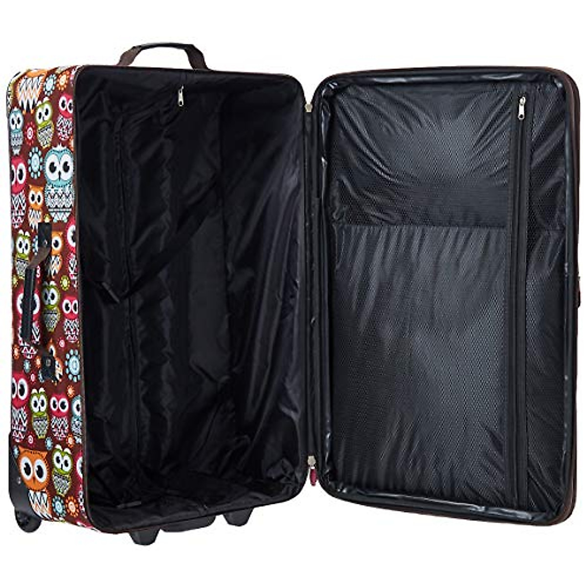 Rockland Vara Softside 3-Piece Upright Luggage Set,Expandable, Owl, 20 inch,22 inch,28 inch