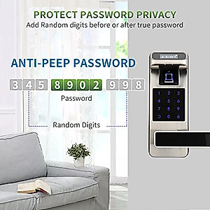 HARFO Fingerprint Door Lock, Keyless Entry Door Lock with Touchscreen and OLED Display, Keypad Door Lock, Door Lock with Keypad, Door Level, Passcode Door Lock for Office Home (Satin Nickel)