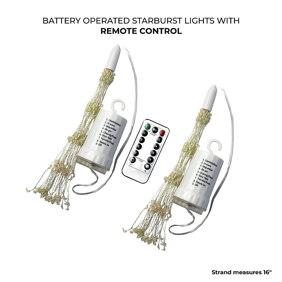 LumaBase Battery Operated Starburst Lights with Remote Control, Multicolor - Set of 2