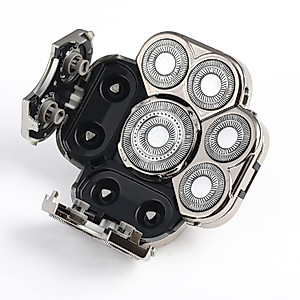 Men's Electric Shavers Replacement Heads 9 Blades Head Replaceable Alternate Floating Washable Electric Razor Shaver Head（Silver）