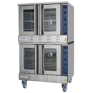 KoolMore 38 in. Full-Size Double Commercial Natural Gas Convection Oven 108,000 BTU With Stacking Kit in Stainless-Steel (KM-DCCO54-NG)
