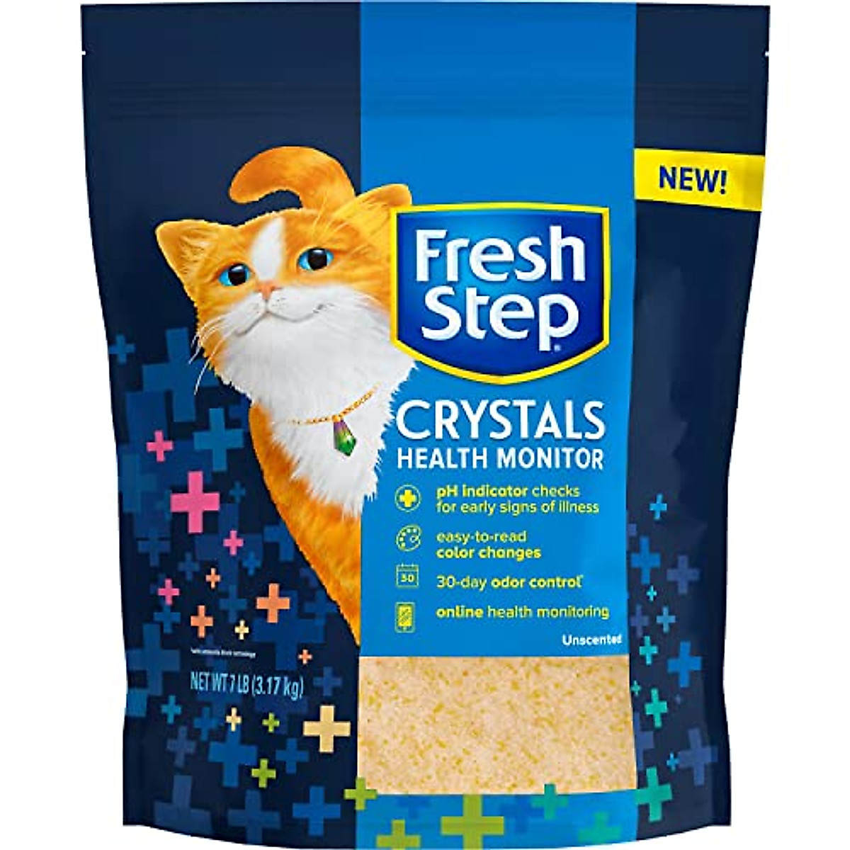 Fresh Step Crystals Health Monitoring Cat Litter, Color-Changing Litter Helps Detect Irregularities in Cat Urine, Controls Odor for 30 Days, 7 lb. Bag
