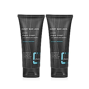 Every Man Jack Natural Menthol Shave Cream for Men - Soften and Prep Sensitive Skin and Beard for a Close, Comfortable Shave with Natural Menthol, Coconut Oil, and Aloe - 6.7-ounce - Twin Pack