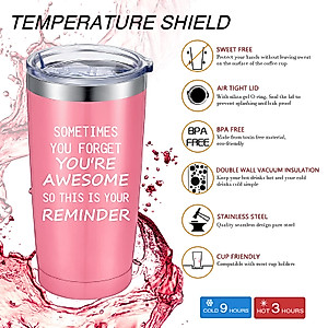 Inspirational Gifts for Women Men You're Awesome Tumbler Cup with Lid 20 oz Stainless Steel Vacuum Insulated Tumbler Mug Christmas Birthday Thank You Gifts (Mint Green, Rose Gold, Black, Pink, 8 Pcs)