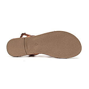 COLGO Women's Summer Strappy Flat Sandals, Adjustable Casual Fisherman Sandal with Open Toe Slingback Gladiator Sandals (8.5,Brown)