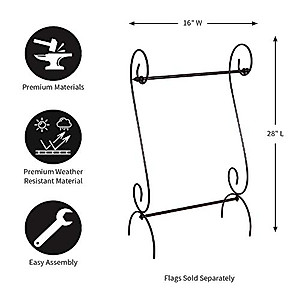 Evergreen Scroll American Garden Flag Stand | Premium Metal Iron Garden Flag Holder Stand for Outside House Décor | Fits 12.5" x 18" Garden Flags