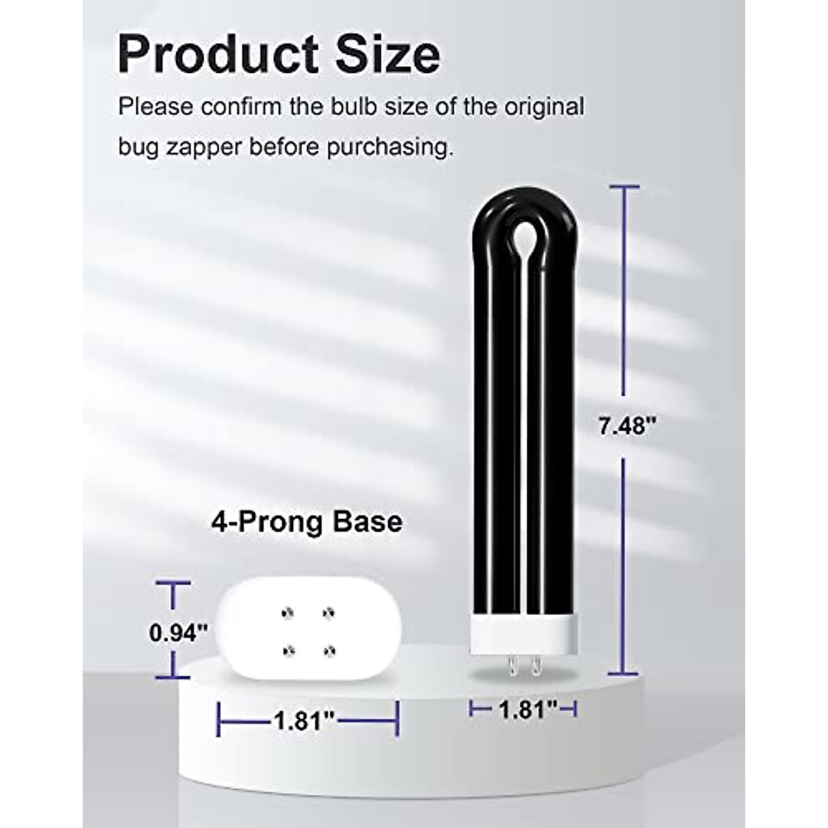 15W Black Light Bug Zapper Replacement Bulb for BB-15WHT Black Flag BZ-15, BF35 Flowtron BK-15D, B1515 Stinger TZ15, FP15, UV15, 7.5 inch U Shaped Bulb 2 Pack