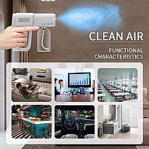 Professional Disinfectant Fogger Machine, 380ml Wireless Nano Sprayer Gun Handheld Sanitizer Fogger, Blue Light Foggers for Touchless Sanitization