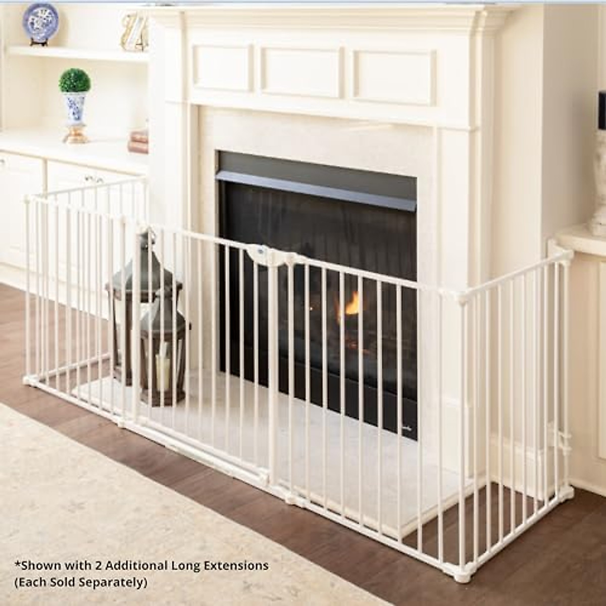 Qdos Safety Construct-A-SafeGate Customizable Extra Wide Walk-Through Baby Gate Fits 35.4”-82.7” with Included 2 Sections & Door | for Fireplaces, Large Openings or Unique Stairways | White