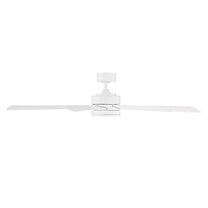 Wynd Smart Indoor and Outdoor 5-Blade Ceiling Fan 60in Matte White with 3000K LED Light Kit and Remote Control works with Alexa, Google Assistant, Samsung Things, and iOS or Android App