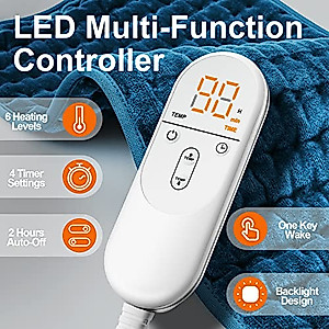 Heating Pad for Back Pain Relief, Electric Heating Pads for Cramps/Abdomen/Waist/Shoulder with 6 Heat Settings and Auto-Off, Moist/Dry Heat pad, Christmas Gifts for Women Men Mom Dad, 12" x 24"