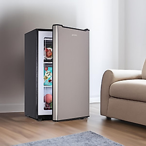 Anukis 3.0 Cu.ft Upright Freezer, Compact Mini and Small Freezers with Adjustable Temperature, Three Freeze Shelves For Home, Kitchen, Office, Silver