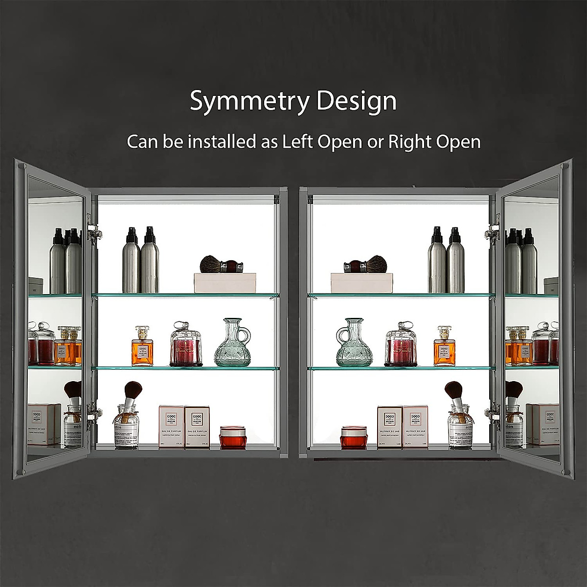 20 Inch x 26 Inch Aluminum Bathroom Medicine Cabinet, Recess Or Surface Mount