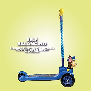 Paw Patrol Chase Self Balancing Scooter - Toddler & Kids Scooter, 3 Wheel Platform, Foot Activated Brake, 75 lbs Weight Limit, for Ages 3 and Up
