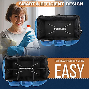 JIERIZSHI Large Wearable Cleaning Caddy Bag with Handle, Portable Organizer Cleaning Supplies Organizer Bag with Shoulder & Waist Straps for Travel Bedroom Bathroom Organizer Sky Blue