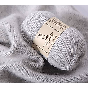 TEHETE 100% Cashmere Yarn for Crocheting 3-Ply Warm Soft Luxurious Fuzzy Knitting Yarn (Grey)