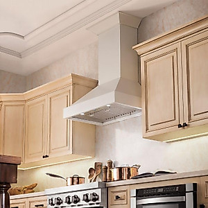 ZLINE 36 in. Wooden Wall Mount Range Hood in Cottage White - Includes Motor