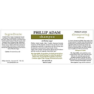 Phillip Adam Verbena Sage Shampoo for Shiny Hair - Sulfate Free and Paraben Free - For All Hair Types - 12 Fl Oz