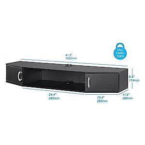 FITUEYES Floating TV Stand Wall Mounted TV Shelf with Door Wood Media Console Entertainment Center Under TV Floating Cabinet Desk Storage Hutch for Home and Office Black