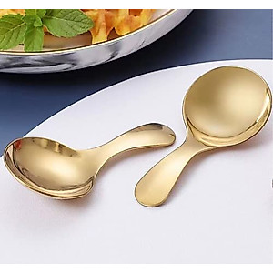 PHAETON 8PCS Golden Stainless Steel Short Handle Spoons Soup Spoons Condiments Spoon Dessert Spoon Tea Coffee Spoons