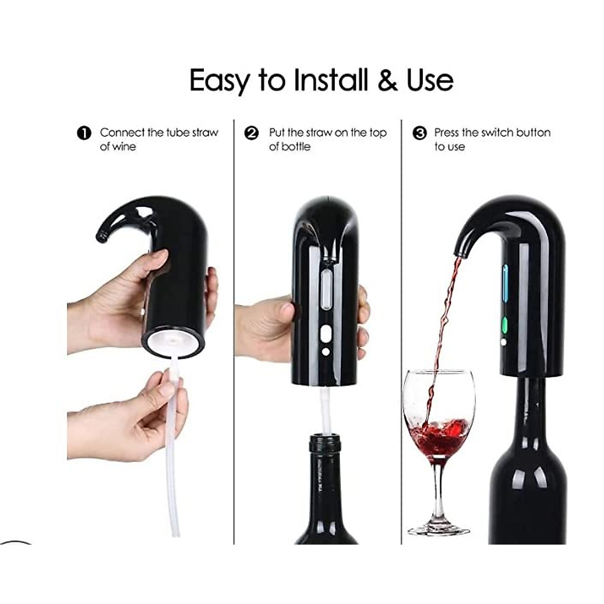 Electric Wine Aerator Gifts Electric Wine Pourer and Wine Dispenser Pump, Multi-Smart Automatic Filter Wine Dispenser with USB Rechargeable Great For Travel, Home and Bars