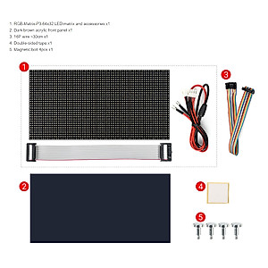 LED Matrix Panel 64x32 Compatible with Arduino Raspberry Pi ESP32, 3mm Pitch 2048 Dots RGB LEDs Module Bare Screen, Allow The Display of animations of Colorful Text Images (192mm×96mm)