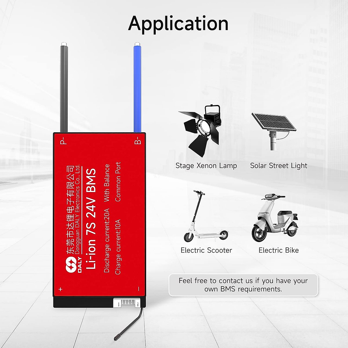 DALY 24V BMS li-ion 7S 20A with Balance Wire and Temperature Sensor for Rated 3.7V Lithium Battery Power Bank Short Circuit Protection（Standard BMS,20A）
