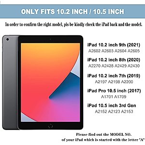 iPad Keyboard Case for Air 3rd Gen 10.5" (2019), iPad Pro 10.5" (2017), iPad 9th/8th/7th 10.2'', Magnetic Detachable Wireless Bluetooth Keyboard, Smart Keyboard Case with Back-lit and Pen Holder,Black
