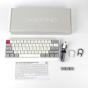 EPOMAKER SK61S 61 Keys Bluetooth 5.1 Hot Swappable Mechanical Keyboard with RGB Backlit, NKRO, Water-Resistant, Type-C Cable for Win/Mac/Gaming (Gateron Optical Blue, Grey)