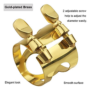 Alto Sax Mouthpiece Ligature Double Screws Saxophone Gold Ligature Fastener