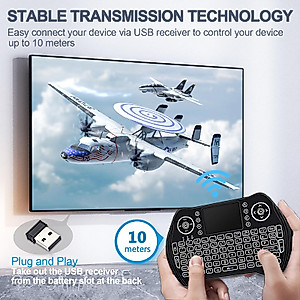 EASYTONE Backlit Mini Wireless Keyboard with Touchpad Mouse Combo Remote Control with Rechargeable Li-ion Battery and Multimedia Keys for Android TV Box HTPC PS3 Smart TV PC X-Box Linux Windows MacOS