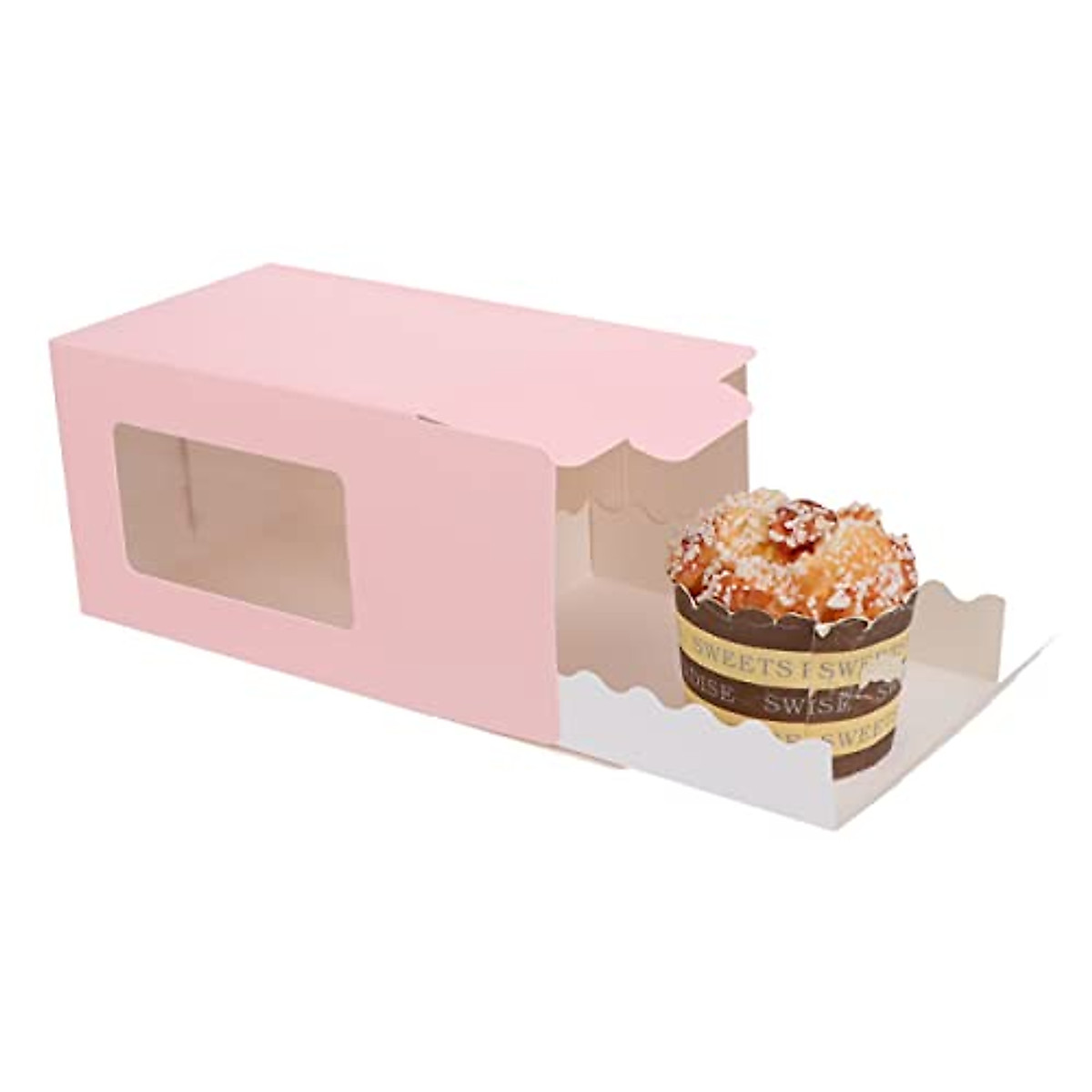 Baluue 12pcs Packaging Boxes Packing Box Clear Cake Stand Pink Containers Mini Cake Boxes Transparent Cake Box Cake Packing Box Disposable Cupcake Containers White Card Pink Dessert Box