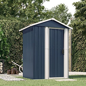 Tidyard Garden Shed Anthracite 49.6inx38.4inx69.7in Galvanized Steel Outdoor Tool Storage House, Metal Lockable Garden Equipment Organizer for Patio Backyard Terrace Furniture