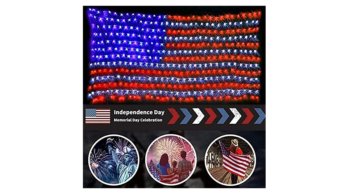 American Flag Lights with 420 LEDs for Patriotic Celebrations